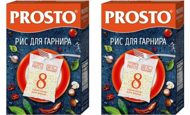 Prosto Рис Для гарнира 8 пакетиков по 62,5 г 500 г, 2 шт