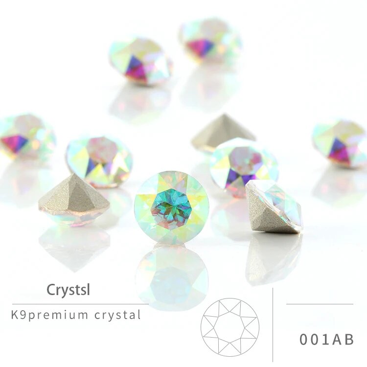 Astrobox алмазные кристаллы для дизайна ногтей 50 шт 8mm 50pcs, Crystal AB