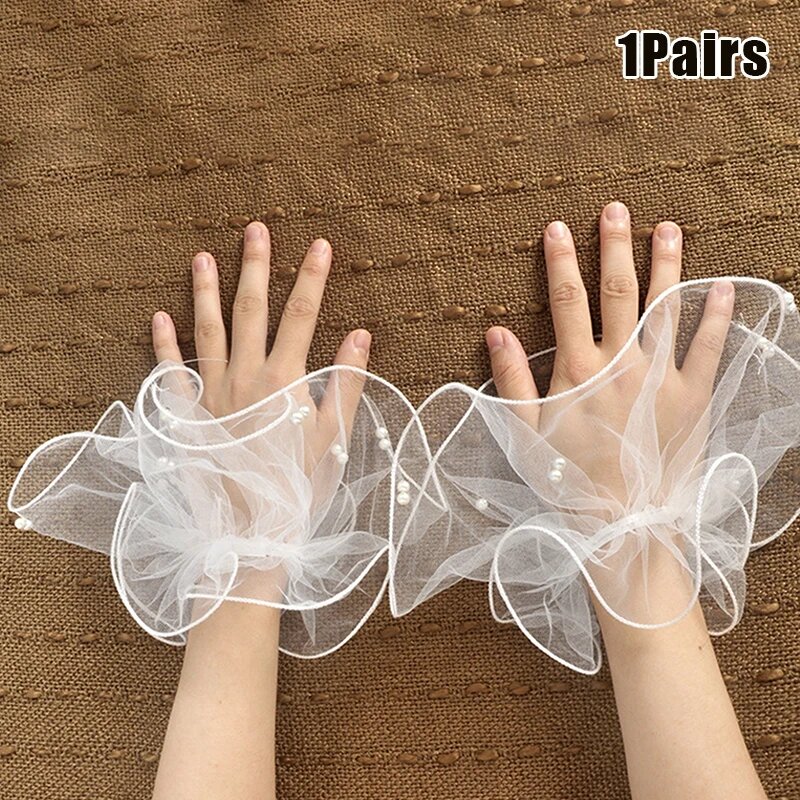 Перчатки для маникюра из фатина, белые, Type 21
