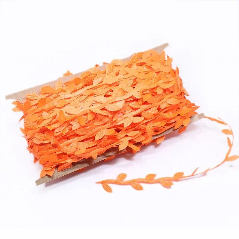 Ленты JING-SDIY из искусственного шелка с листьями 10 м Оранжевый, Orange