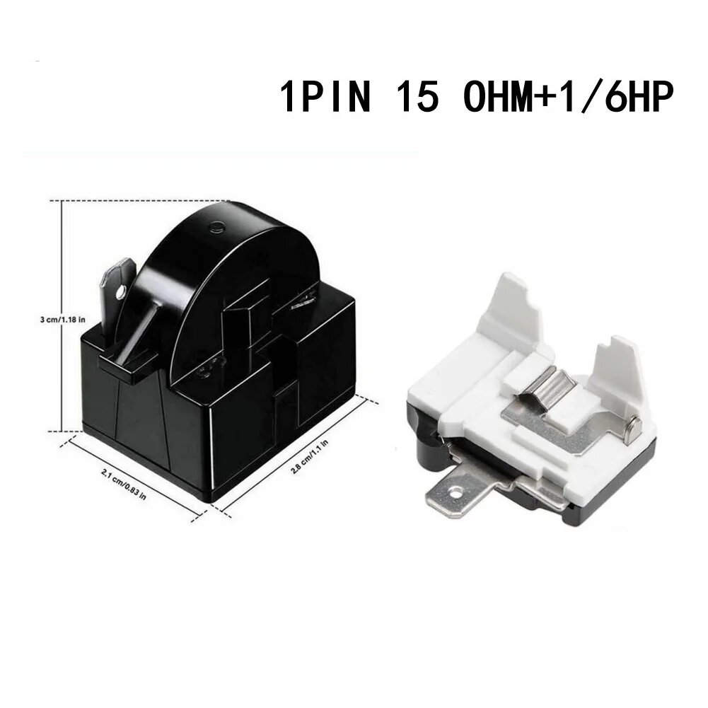 Реле стартера для холодильника 15 Ом Черный, 1Pin 15 Ohm 1perce