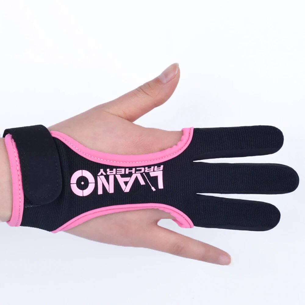 Защитные перчатки для стрельбы из лука из кожи 3 пальца Розовый, Pink, S