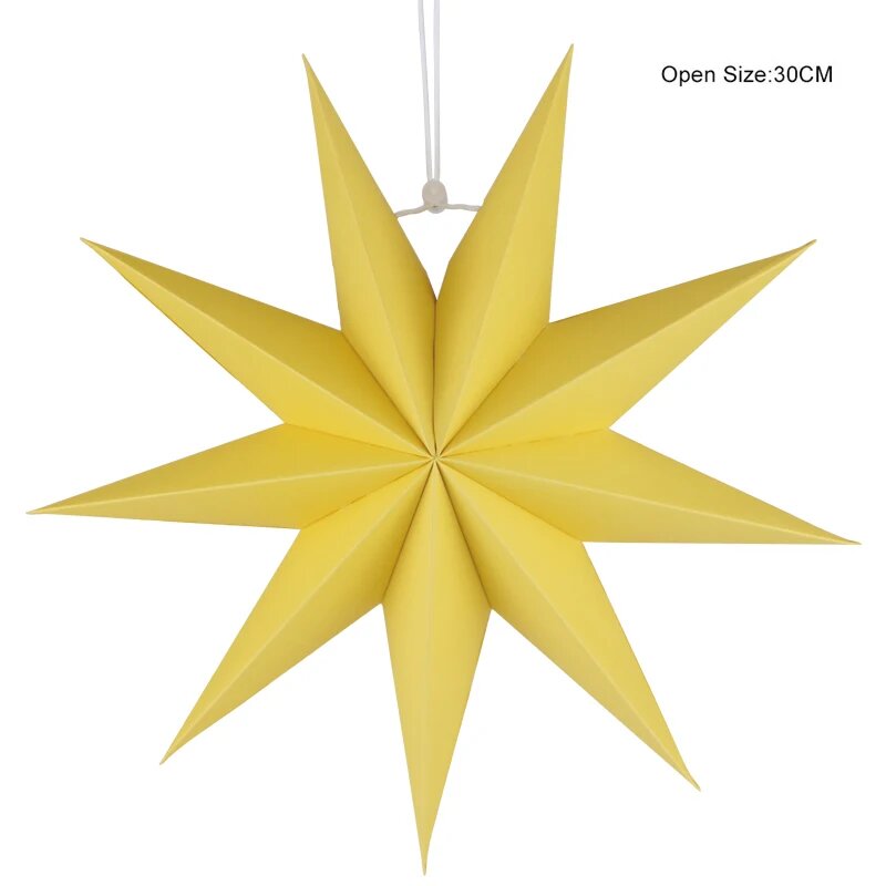 Бумажные звезды для декора 30 см Светло-желтый, yellow