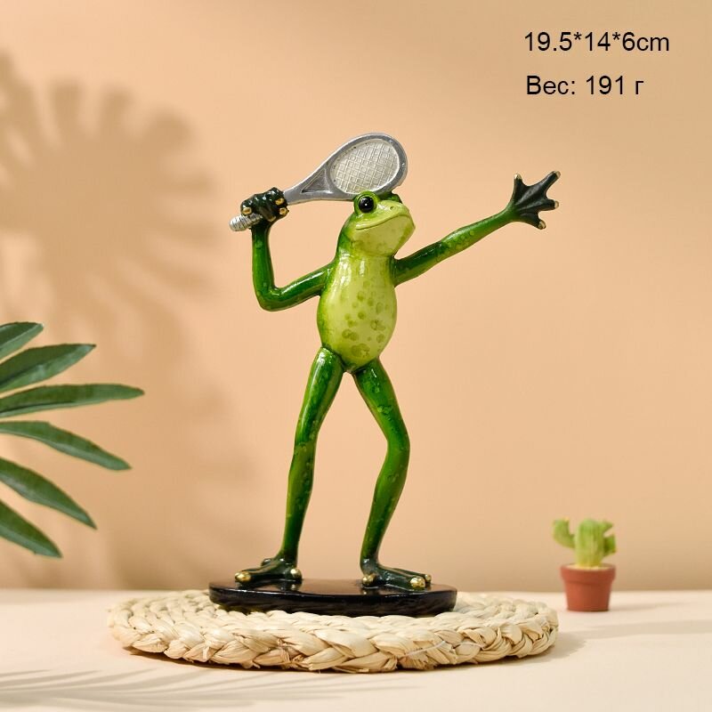 Теннисная фигурка лягушка статуэтки для интерьера 19.5*14*6cm