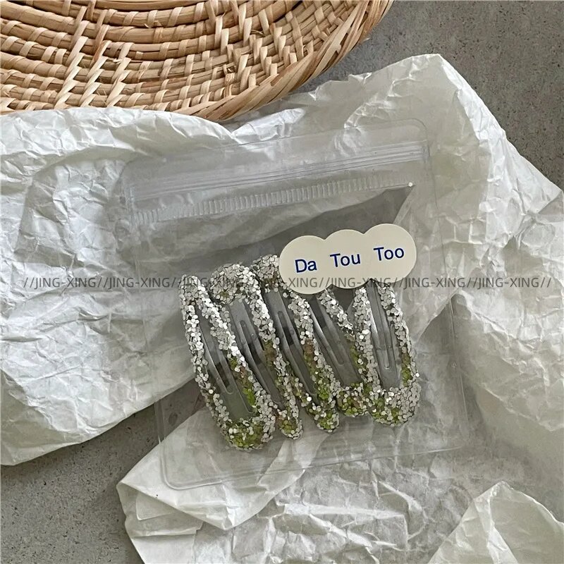 Блестящие зажимы для волос Da Tou Too, серебряные капли
