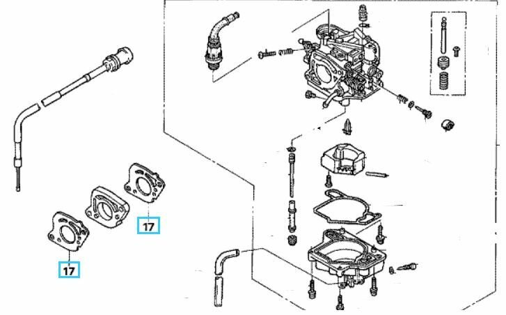Уплотнение термоизолятора карбюратора лодочного мотора Honda BF15/BF20 D3/DK2/DK3; Артикул Honda: 16221ZY1000 (Оригинал)