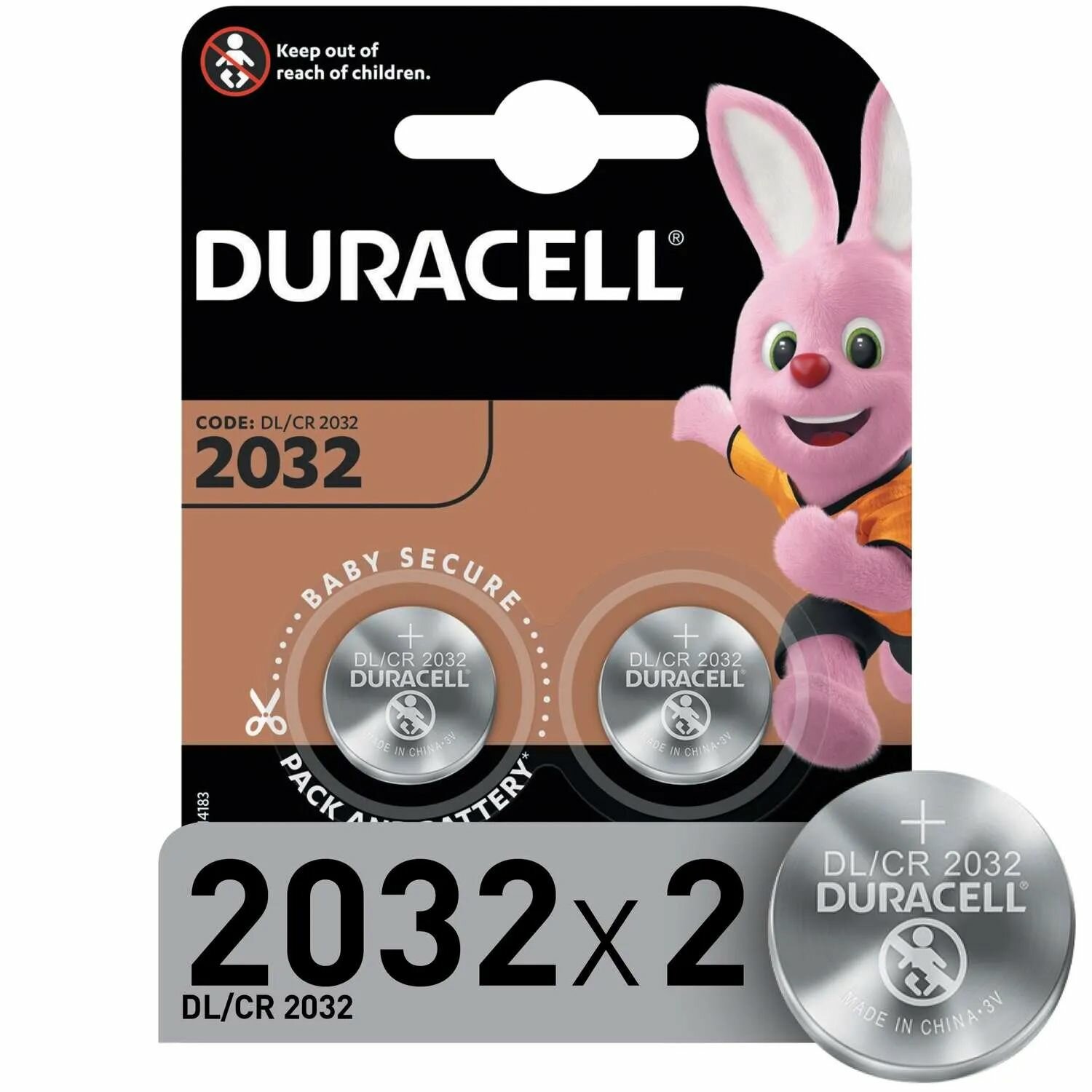 Батарейки Duracell CR2032, 2 шт.