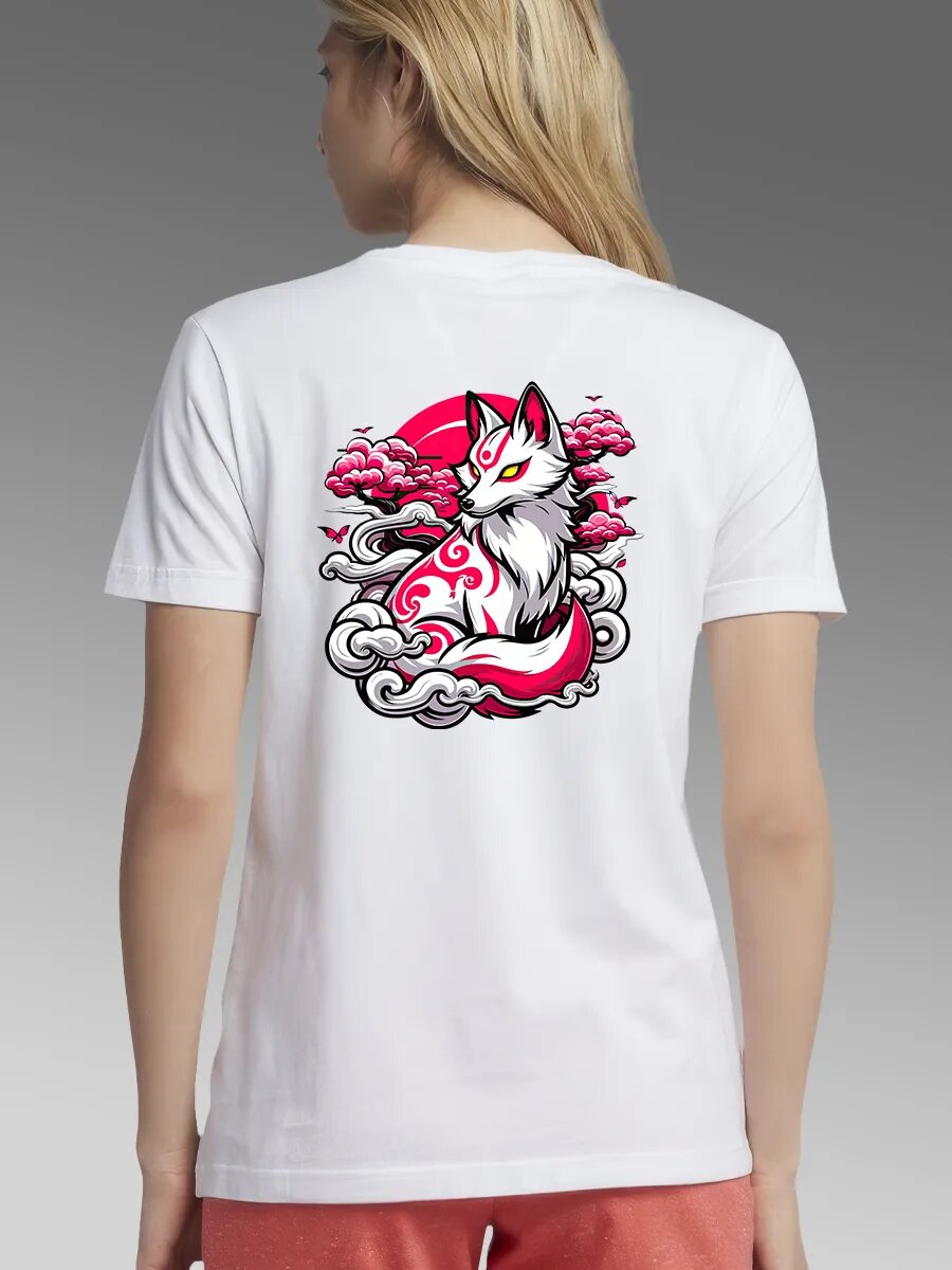 Футболка на спине кицунэ арт лиса