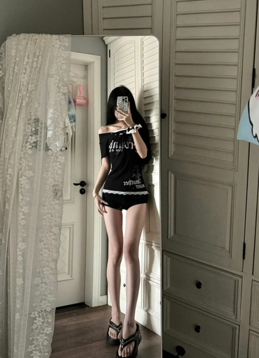 Корейский Футболка Женский Y2k