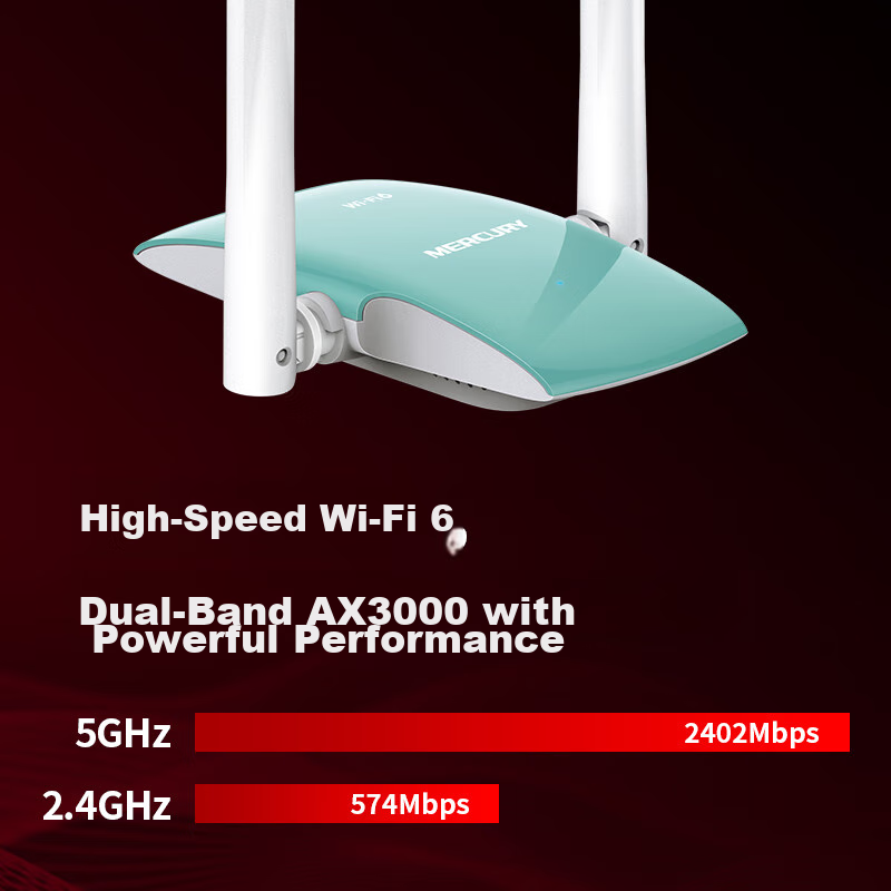 MERCURY AX3000 WiFi 6 Gigabit USB Wireless Network Adapter for Desktop Computers, Dual-Band 5G WiFi Receiver, Wireless Adapter for Laptops, Wireless Transmitter, UX30H Driver-Free Version