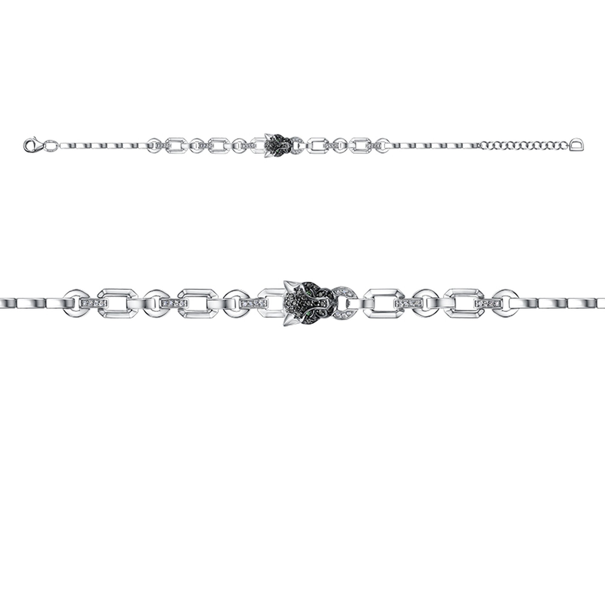 Браслет, белое золото, 585 проба, изумруд, бриллиант