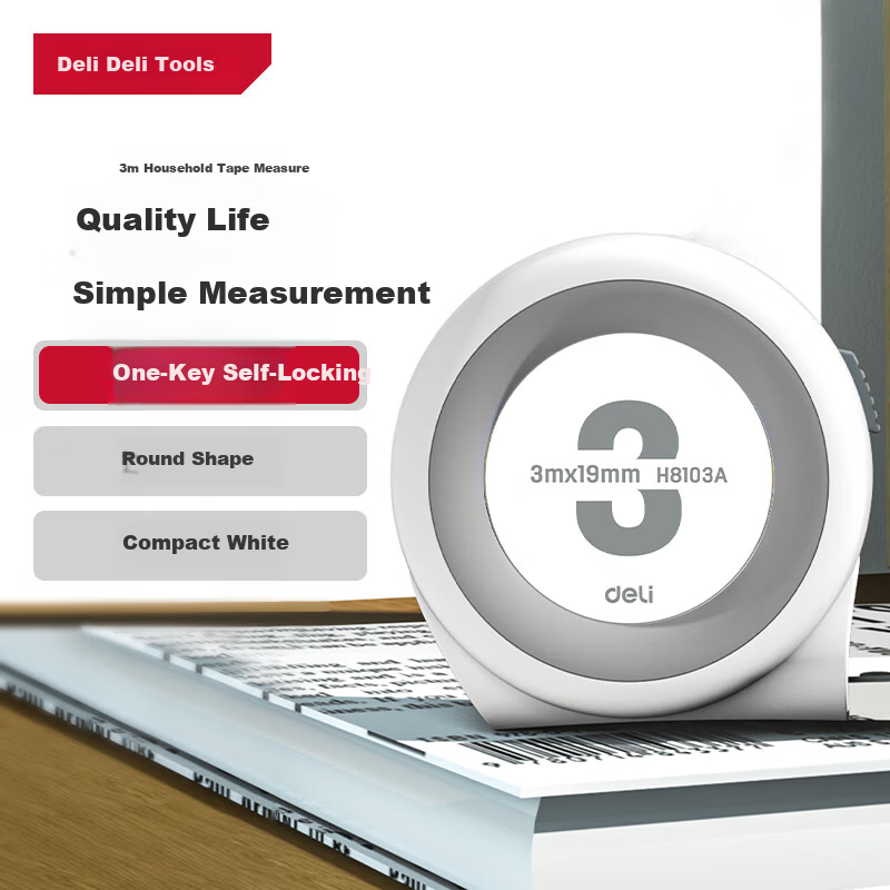 Deli Home Series 3m Plastic Case Steel Tape Measure Box Ruler Retractable Ruler Carpenter Ruler Steel Ruler Measuring Tool