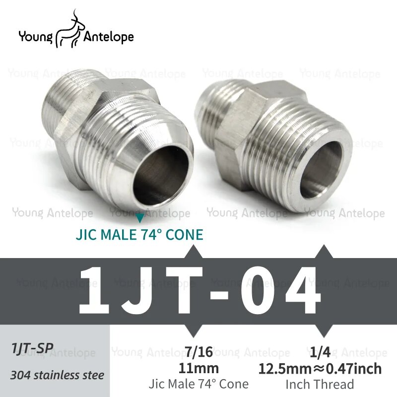 Коннектор JIC Male 74° CONE к BSPT из нержавеющей стали JIC 7l16-1l4 BSPT