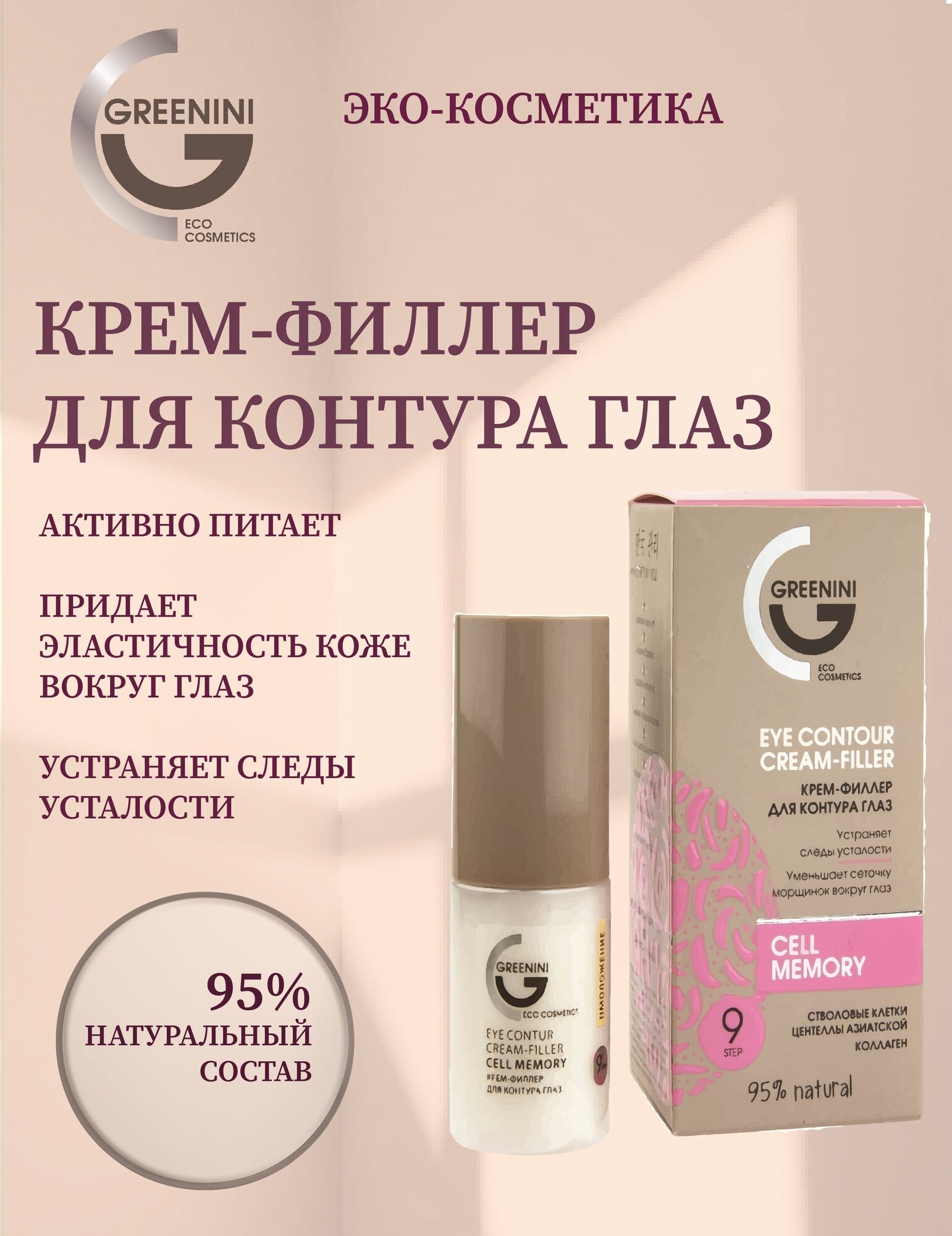 Greenini Eye Contour Крем-филлер , для контура глаз, подходит для всех типов кожи, 30 мл