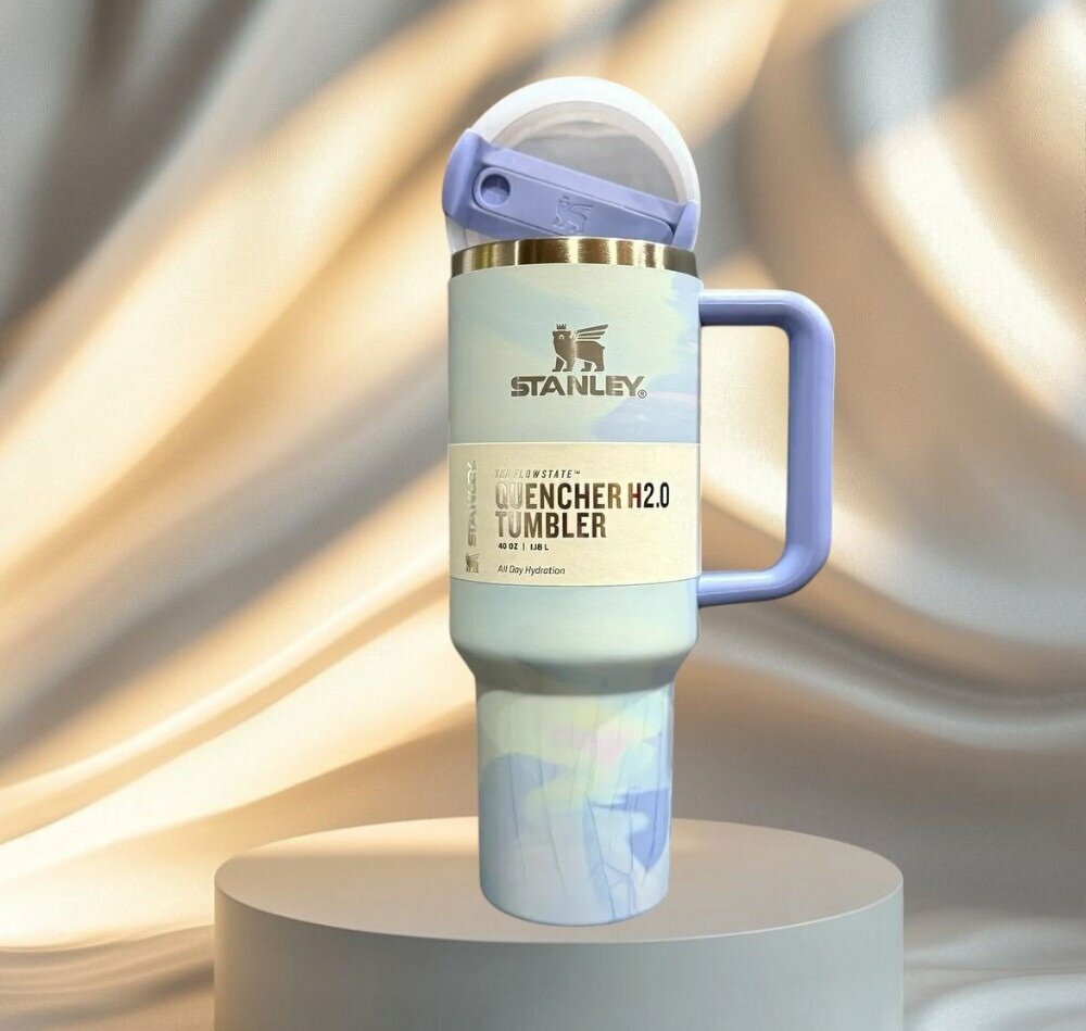 Термокружка из нержавеющей стали Stanley 1.18л, Голубое мороженое + колпачок для трубочки в подарок