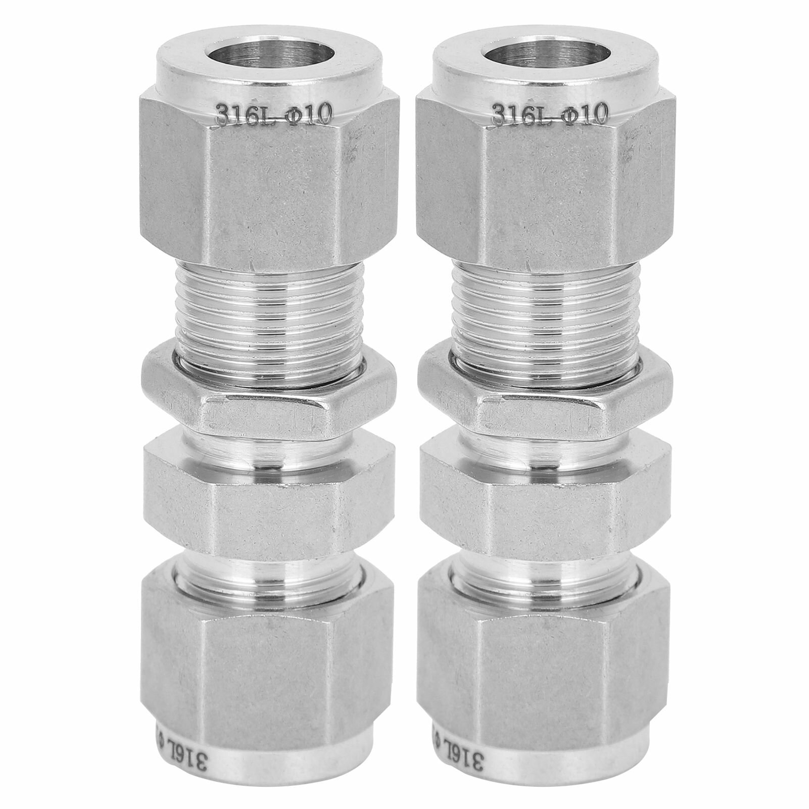 2 шт. переборочные компрессионные фитинги с двойным обжимом из стали 316 (Ф10)