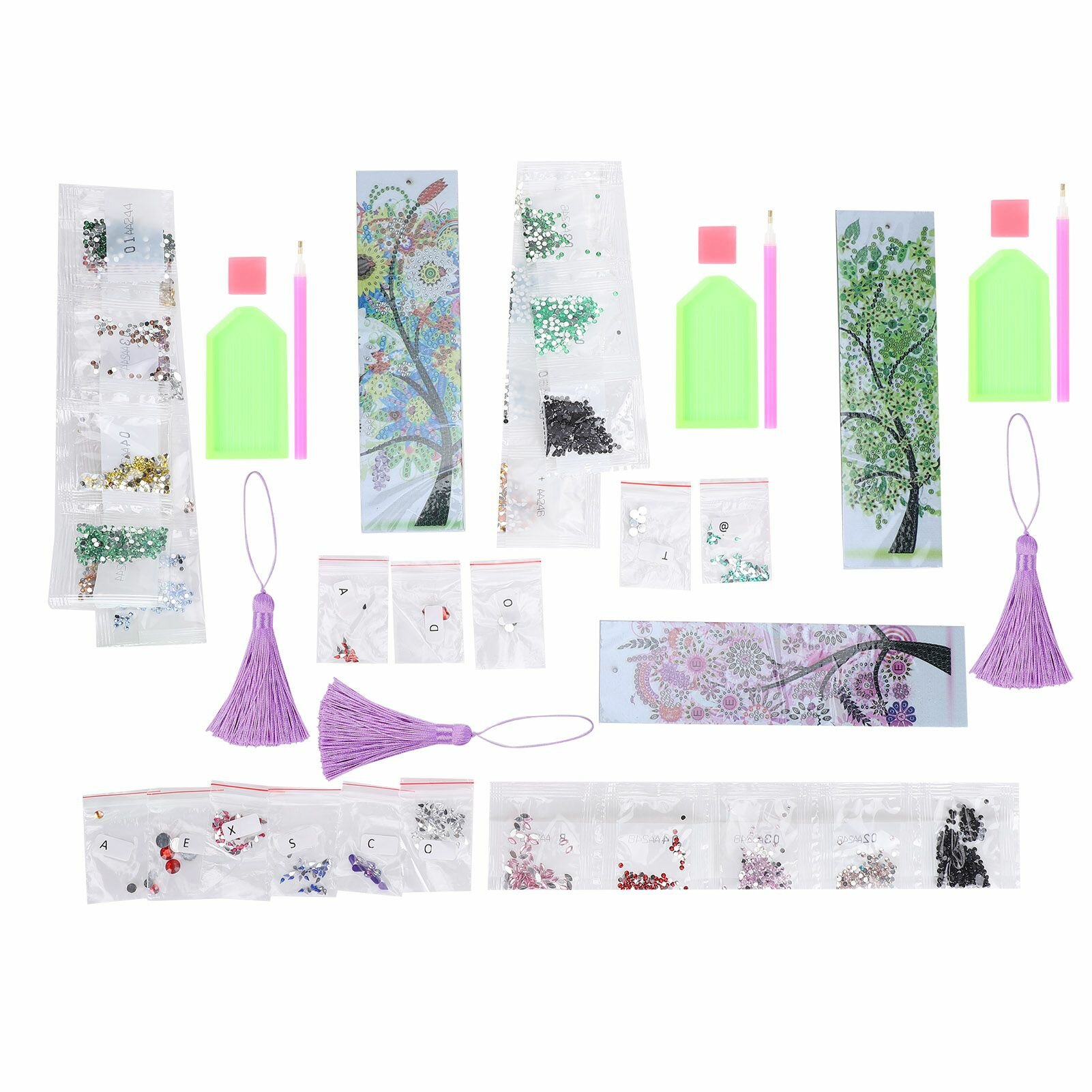 Набор 3 шт. DIY букмарков с бриллиантовой вышивкой и бахромой