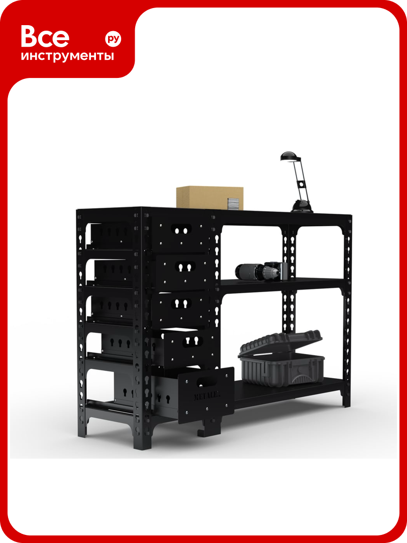 Стол-верстак ООО Металекс c одной тумбой 950x1200x600, чёрный 117307, 2 мм, черный