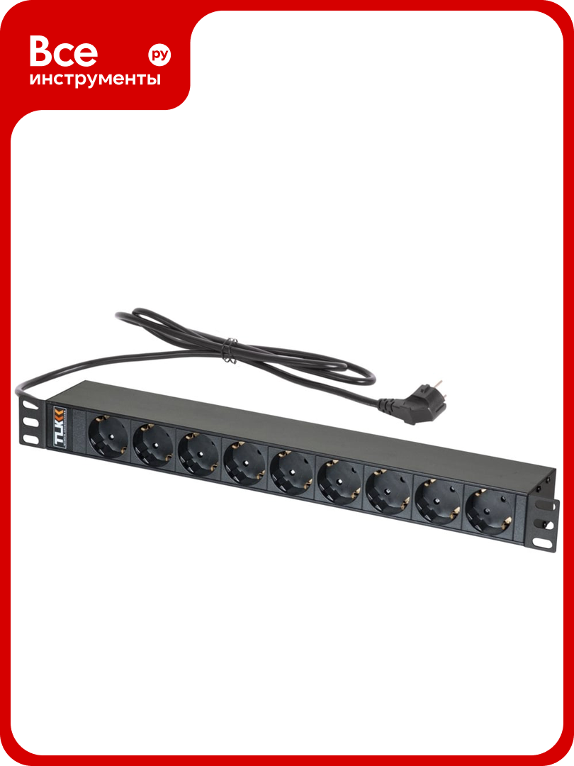 Блок электрических розеток TLK 19, металлический корпус TLК-RSC09-M-04-BK, из алюминиевого