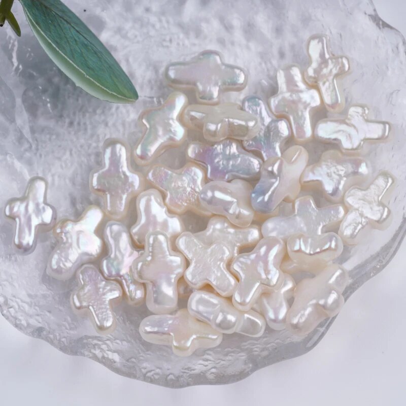 Натуральный жемчуг оптом 10*14 мм белый крест в форме пресноводного жемчуга свободные бусины