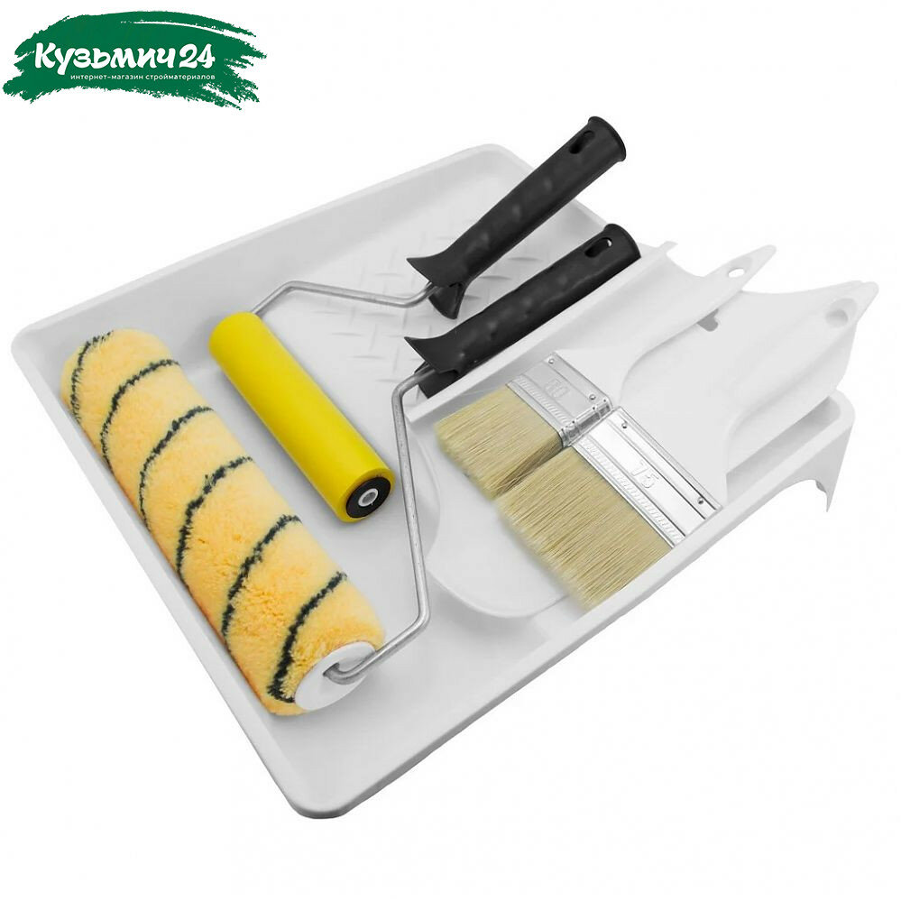 Набор малярный Decor Почти даром 670-7777, ванночка 320х350, 2 валика, 2 кисти, шпатель, 1 шт.