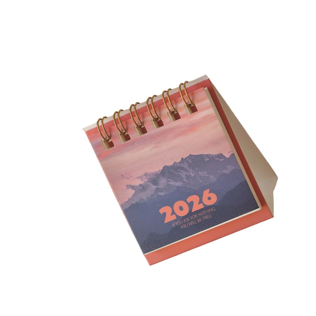 Настольный календарь на 2026 год в переплете на двух катушках на 15 месяцев с октября 2025 по декабрь 2026 года