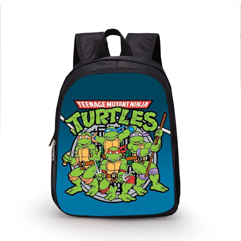 Рюкзак детский тмнт больший объем с стильным мультяшным принтом и дышащим дизайном синий-зеленый мелкий