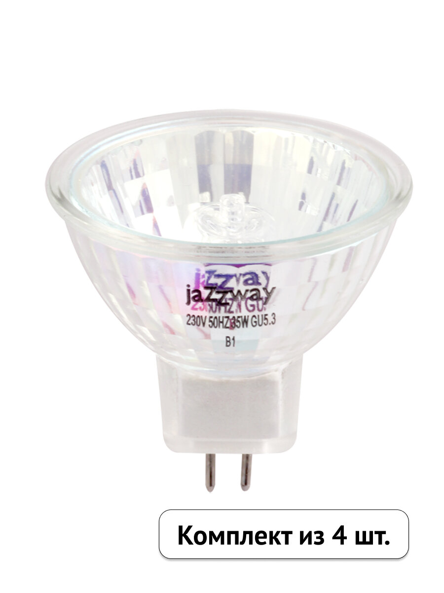 Лампочка галогеннаяа Jazzway PH-JCDR 35Вт, 220-240В, GU5.3, зеркальная, для спотов MR16 (комплект из 4 шт.)