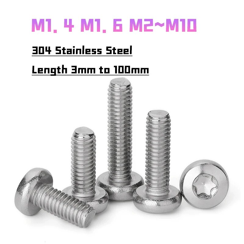 Винты Torx шестигранные из нержавеющей стали A2-70 3 мм ~ 100 мм M6(5pcs), 8mm