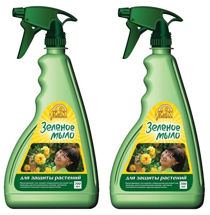 Средство для защиты от вредителей Зеленое Мыло спрей 1400мл (2шт по 700мл)