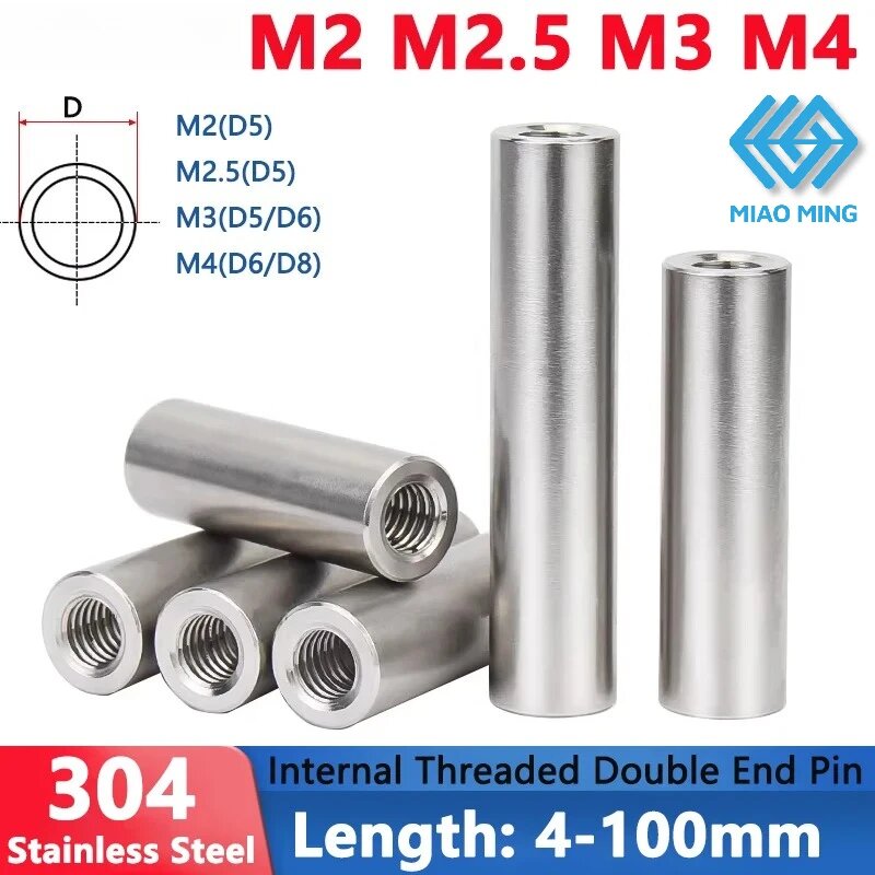 Штифт цилиндрический из нержавейки 304 с резьбой M2-M4 D5x10xM2 (10pcs)