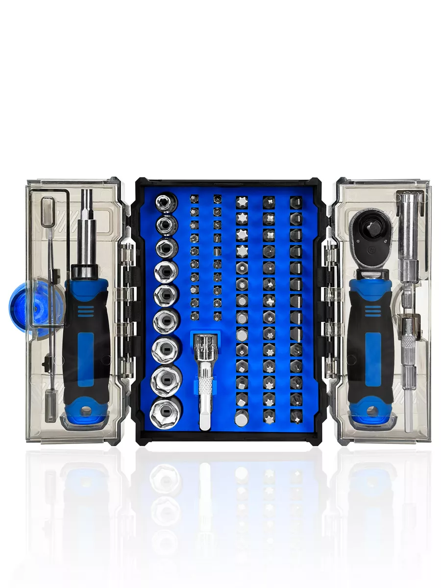 Набор БИТ VERTEXTOOLS 78 предметов, держатель, трещотка, переходник, адаптер, головки 0033-78