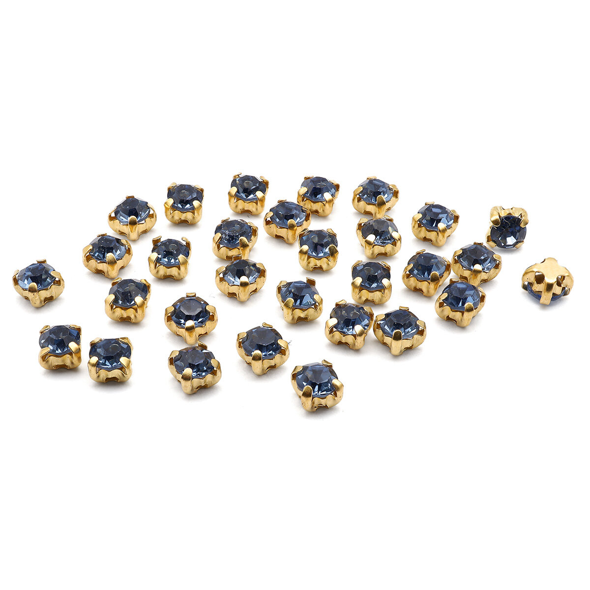 Хрустальные стразы в цапах круглые (золото), Astra&Craft, светло-голубой, 4*4 мм, 29-30 шт