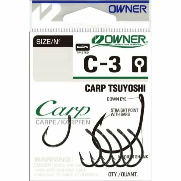 Крючки рыболовные Owner 53263 (C-3) № 02 (5шт) Carp Tsuyoshi, одинарные