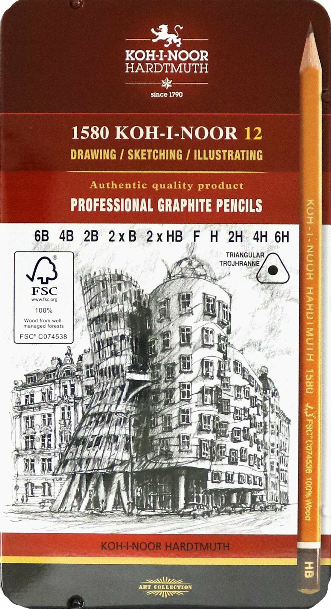 Набор чернографитных карандашей, 6B-6H, 12 штук