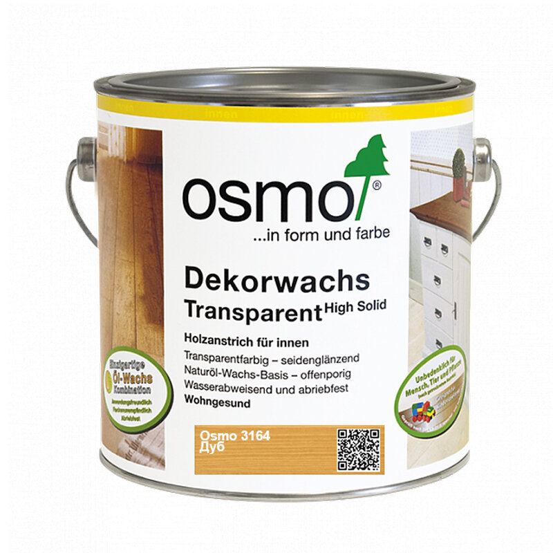 Osmo Масло цветное, прозрачное Osmo 3164 Dekorwachs Transparente Tone 750 мл. (Дуб)