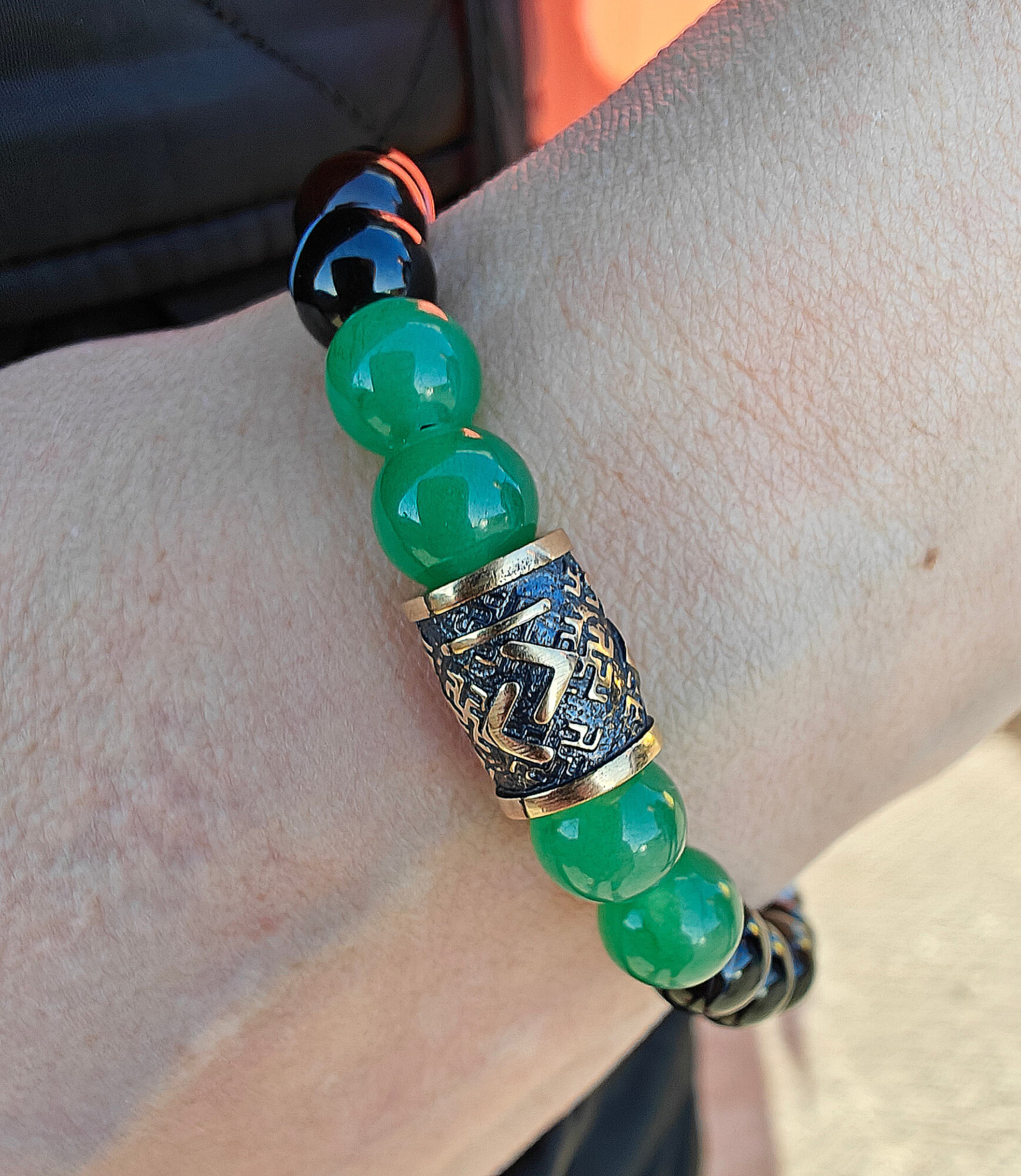 Браслет, агат, нефрит