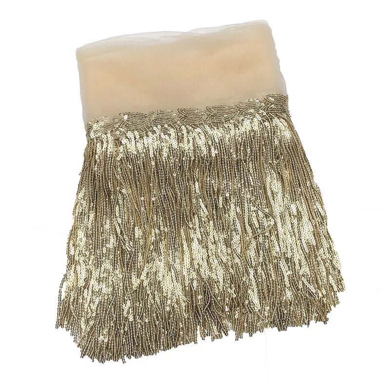 Кружевная бахрома Organza AOY 20см 1/2 ярда light golden, 20cm-2yards