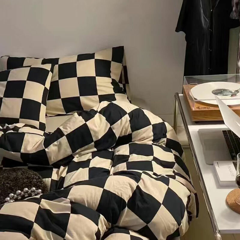 Комплект постельного белья для общежития в стиле INS из четырех частей стираного хлопка и пододеяльника в японском минималистском стиле,150*200cm
