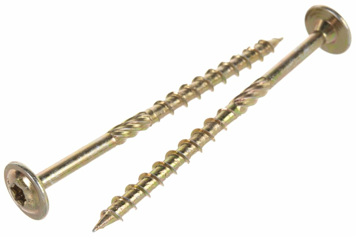 Rusconnect CT 06090 шуруп по дереву с нарезкой прессшайба 6x90 100 шт, желтый цинк 320609