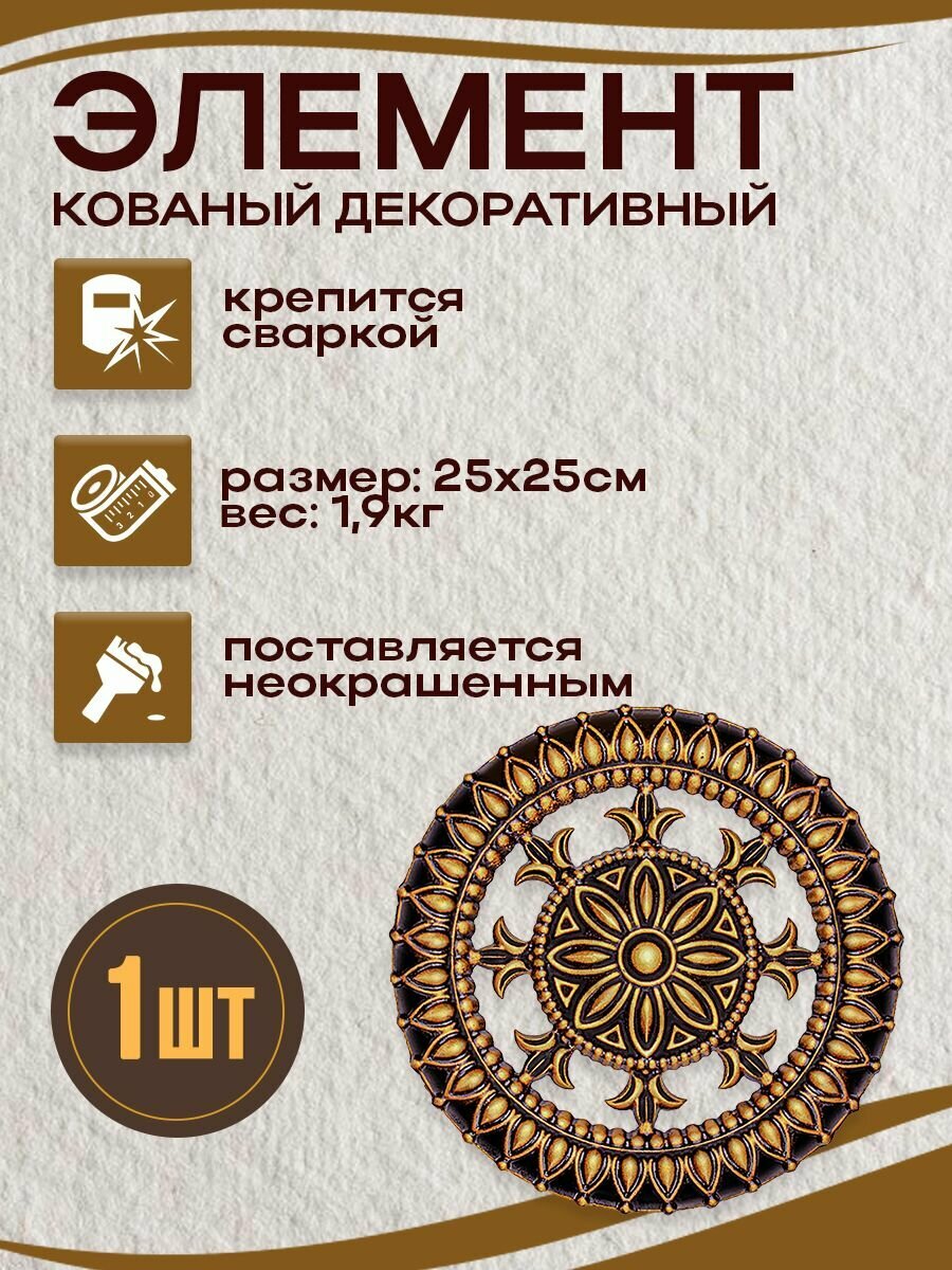 Кованые элементы из металла декоративные 25х25 см, двусторонний ,1 шт.