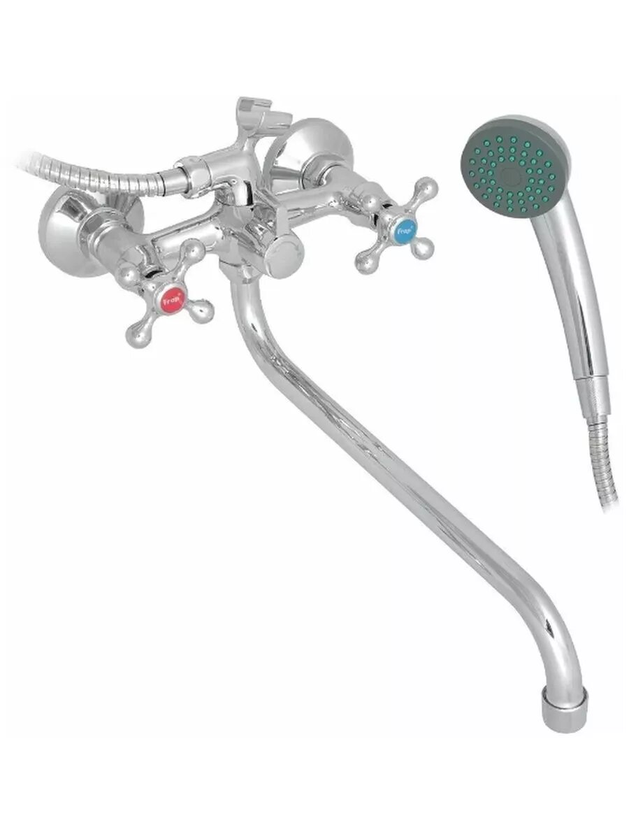 Смеситель для ванны Frap F2208-2, латунь, хромированный, поворотный излив, 1/2", 150 см шланг