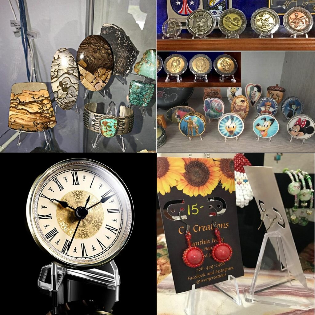 Акриловая прозрачная подставка для монет, значков, медалей, часов, карманных часов увеличенного размера. Мини витрина для демонстрации коллекции. 2 шт.