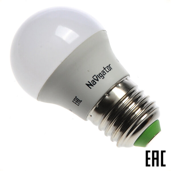 Лампа светодиодная "шарик" т/б свет 5Вт 94477 NLL-P-G45-5-230-2.7K-Е27 375Лм 2700К Navigator (6 шт. в комплекте)