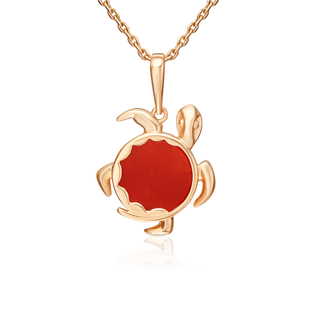 Подвеска, красное золото, 585 проба, сердолик