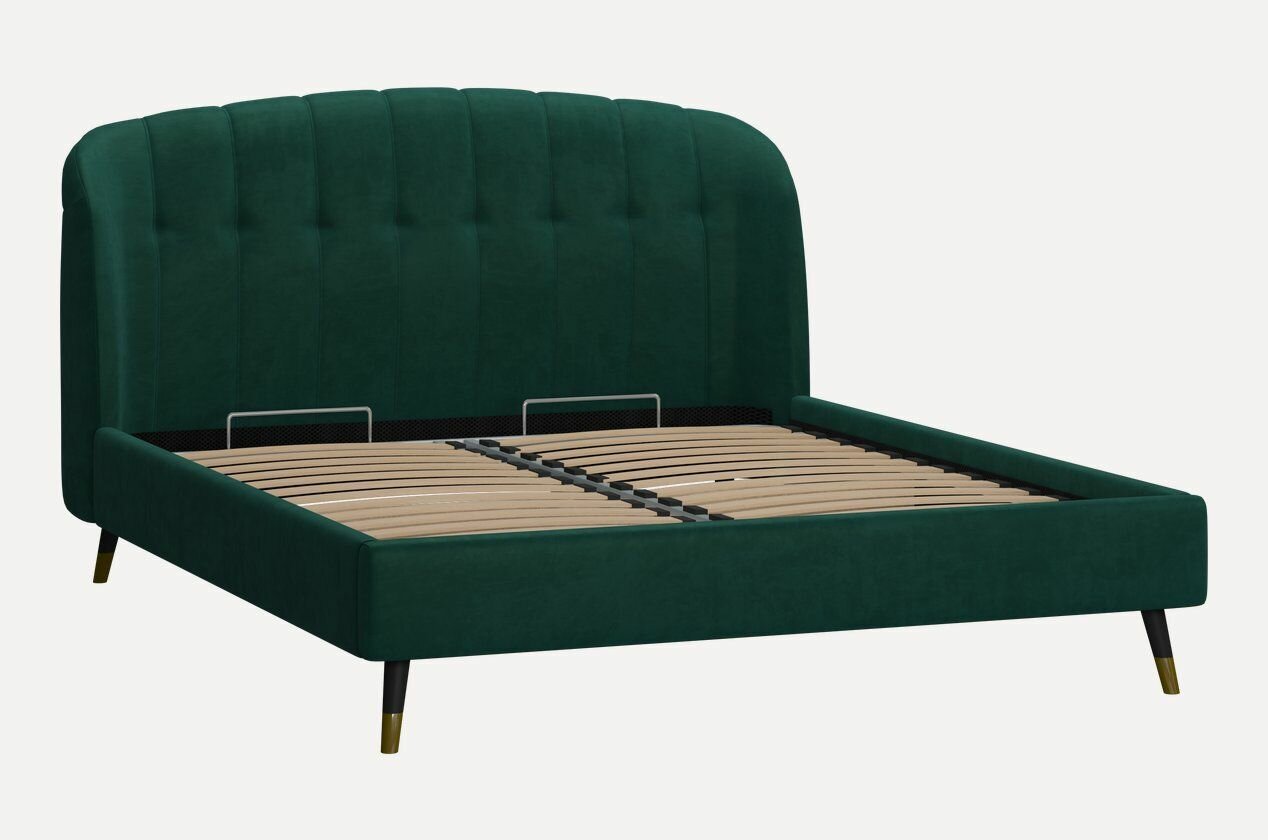 Кровать 160х200 двуспальная Divan.ru Льери 160 Велюр Изумрудный, 225х179х112 см