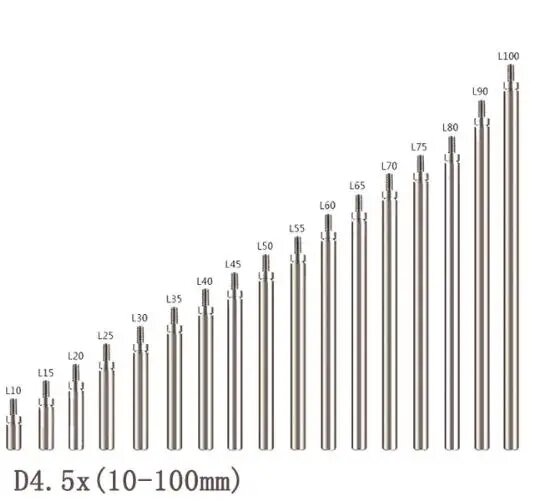 Удлинители стержней для индикаторов из быстрорежущей стали M4.5 * 10-100 мм D4.5