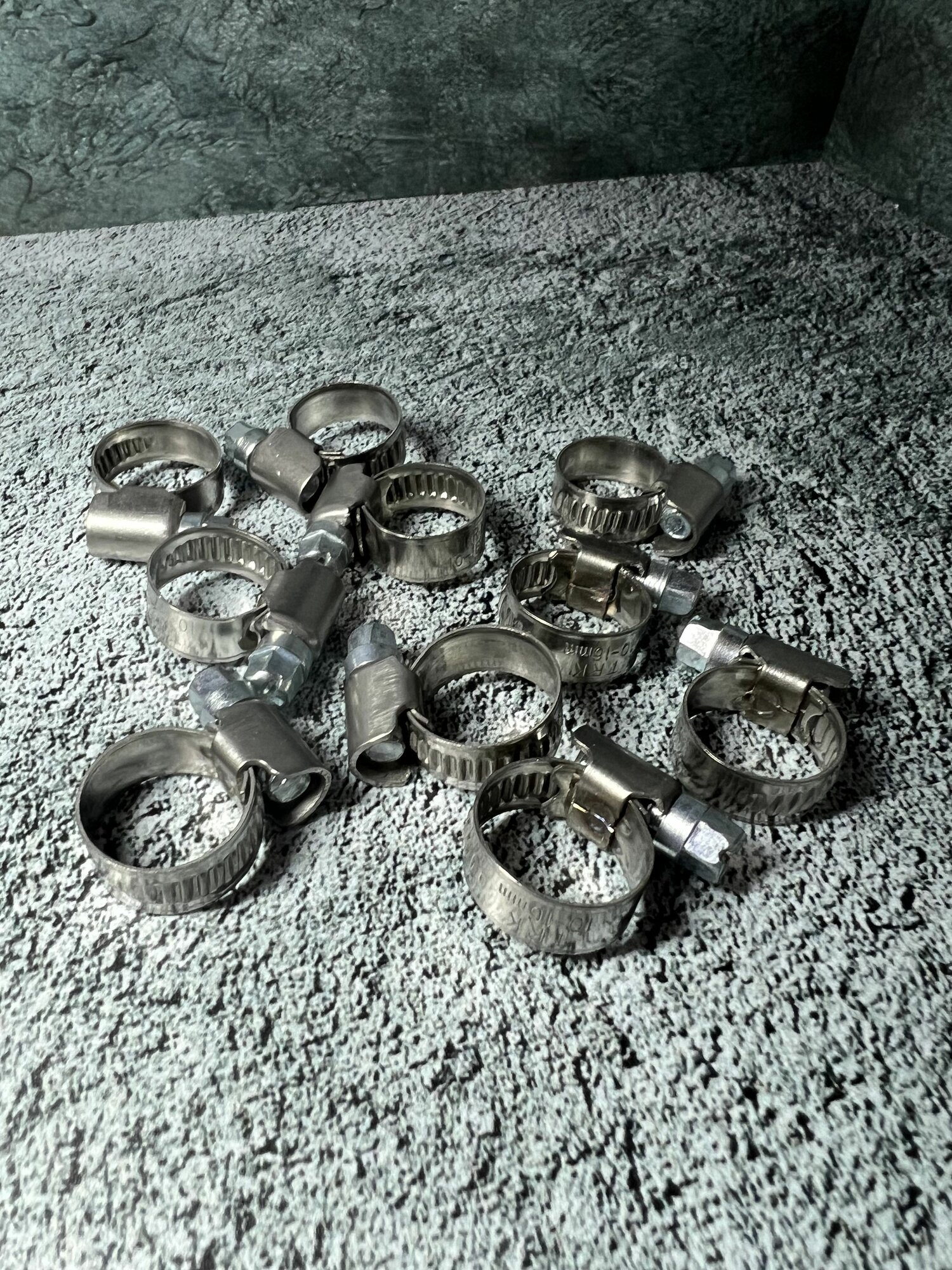 Хомут червячный (винтовой ) 8-16 мм, 10 шт нержавеющая сталь W2