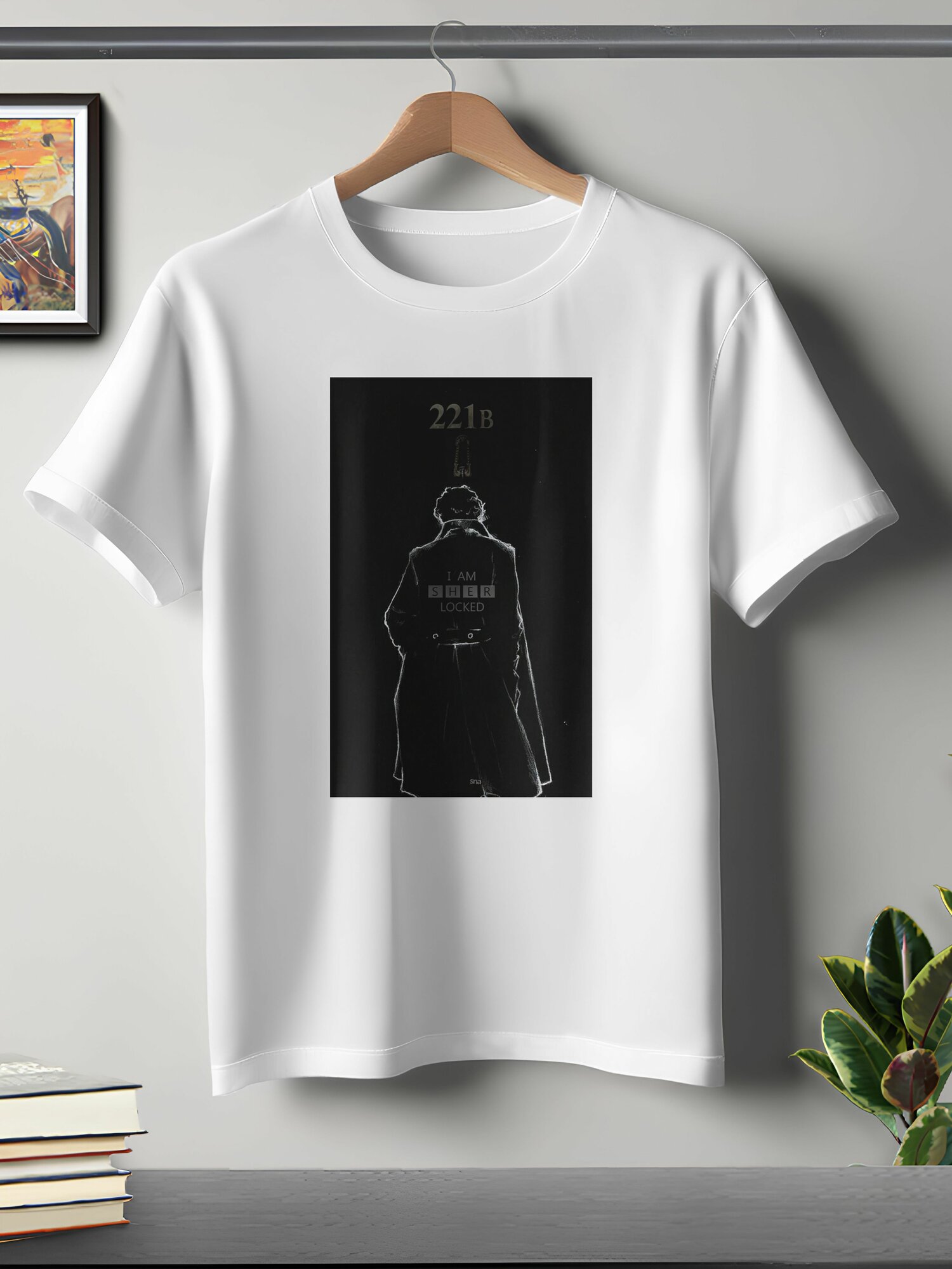 Футболка ONEQ унисекс 56-58 (3XL) размер с принтом Шерлок-Холмс, белая