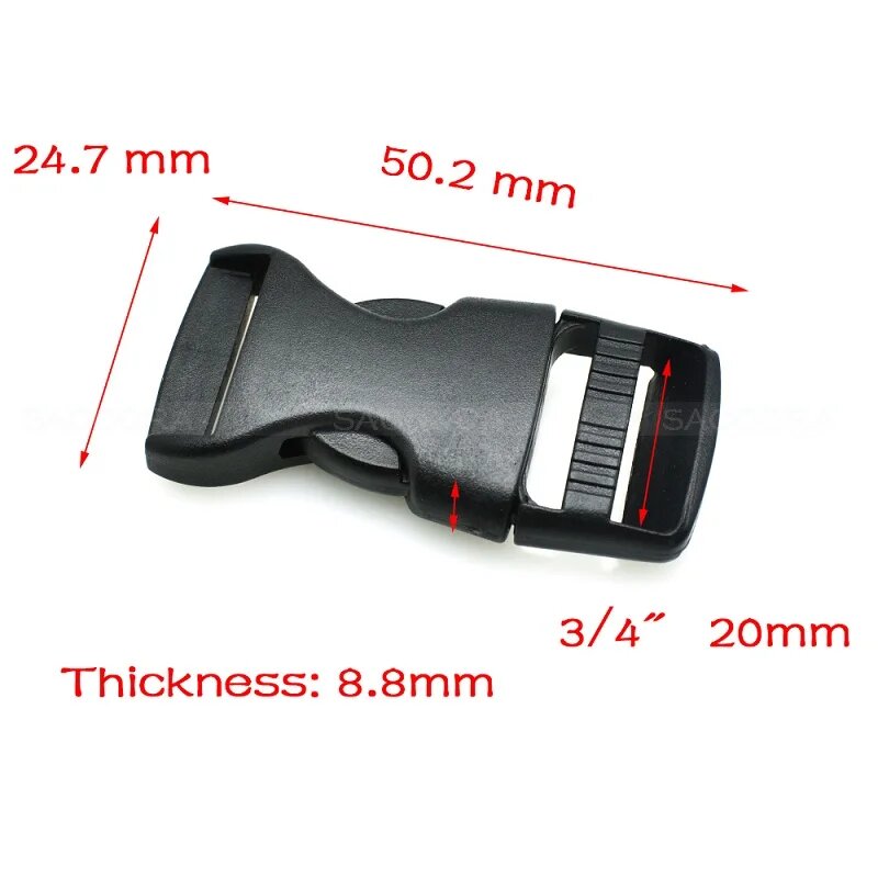 Пластиковые пряжки для ремней 10-25 мм Красный, 20mm webbing